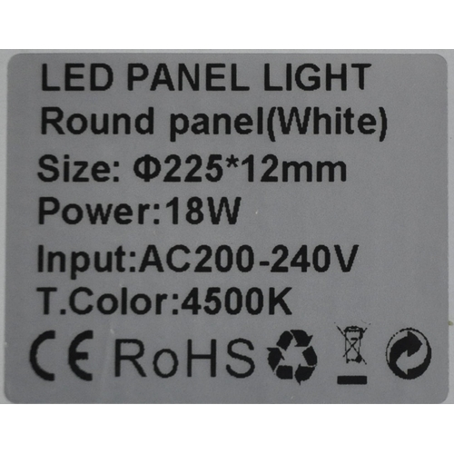 BOX OF 30 LED ROUND PANEL LIGHTS - SIZE 225 x 12mm POWER 18w T COLOUR 4500k