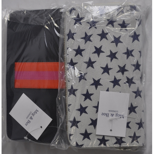 2 X NEW MEG & BEE WRAP AROUND PURSES - 1 NAVY AND 1 GREY WITH STARS