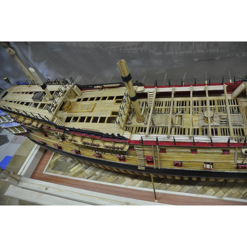 HMS LEOPARD 50 GUN SHIP - SCALE MODEL IN CASE FROM ORIGINAL PLANS (CASE ...