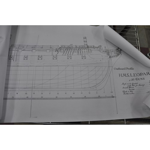 HMS LEOPARD 50 GUN SHIP - SCALE MODEL IN CASE FROM ORIGINAL PLANS (CASE ...