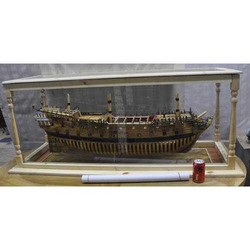 HMS LEOPARD 50 GUN SHIP - SCALE MODEL IN CASE FROM ORIGINAL PLANS (CASE ...