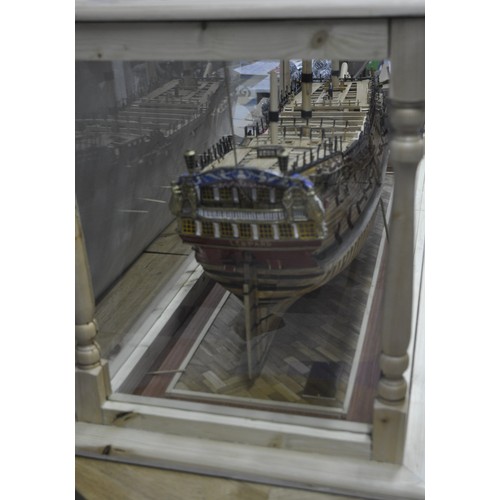 HMS LEOPARD 50 GUN SHIP - SCALE MODEL IN CASE FROM ORIGINAL PLANS (CASE ...