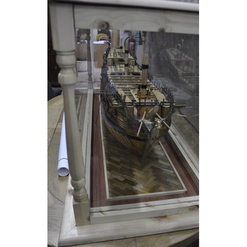 HMS LEOPARD 50 GUN SHIP - SCALE MODEL IN CASE FROM ORIGINAL PLANS (CASE ...