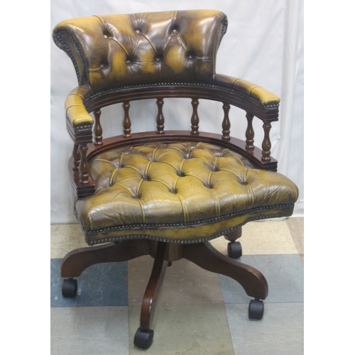 STUDDED LEATHER OFFICE SWIVEL CHAIR