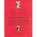 Senator Joseph Lieberman signed US Senate commemorative stamp info sheet.