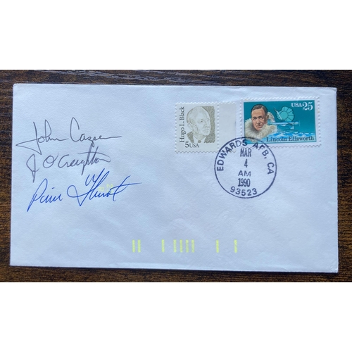 Space Shuttle STS36 astronauts Casper, Creighton and Thuot Crew treble ...