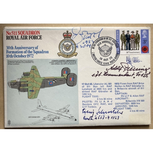 WW2 Uboat commanders multiple signed 511 sqn RAF flown cover ...