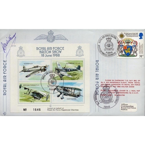 WW2 BOB pilot Wg Cdr R C Wilkinson OBE DFM signed RAF Halton show flown ...