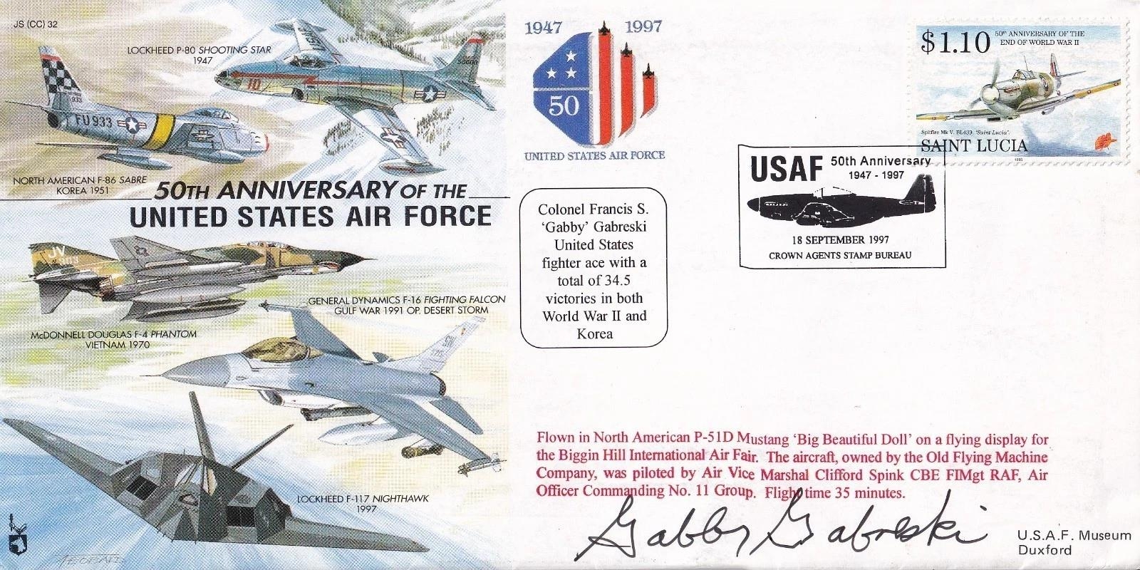Top US WW2 ace JS(CC)32i 50th Anniv the United States Air Force Signed ...