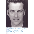 Peter Capaldi signed 6x4inch black and white photo.