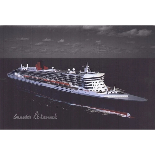 Cunard QE2 last Captain Commodore R. W Warwick signed 12 x 8 inch photo ...
