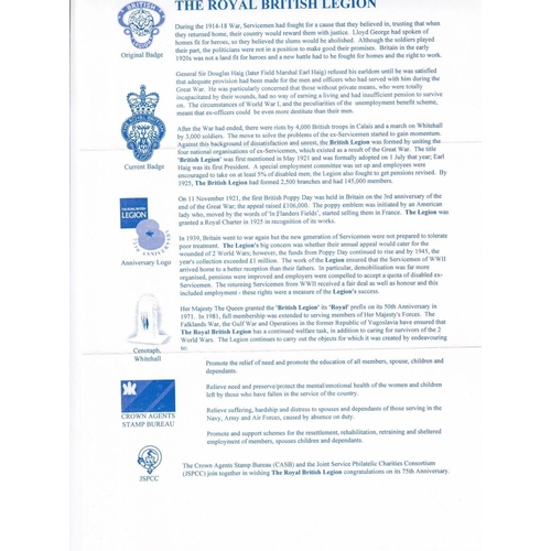 75th Anniv. of the Royal British Legion signed by Baroness Chalker of ...