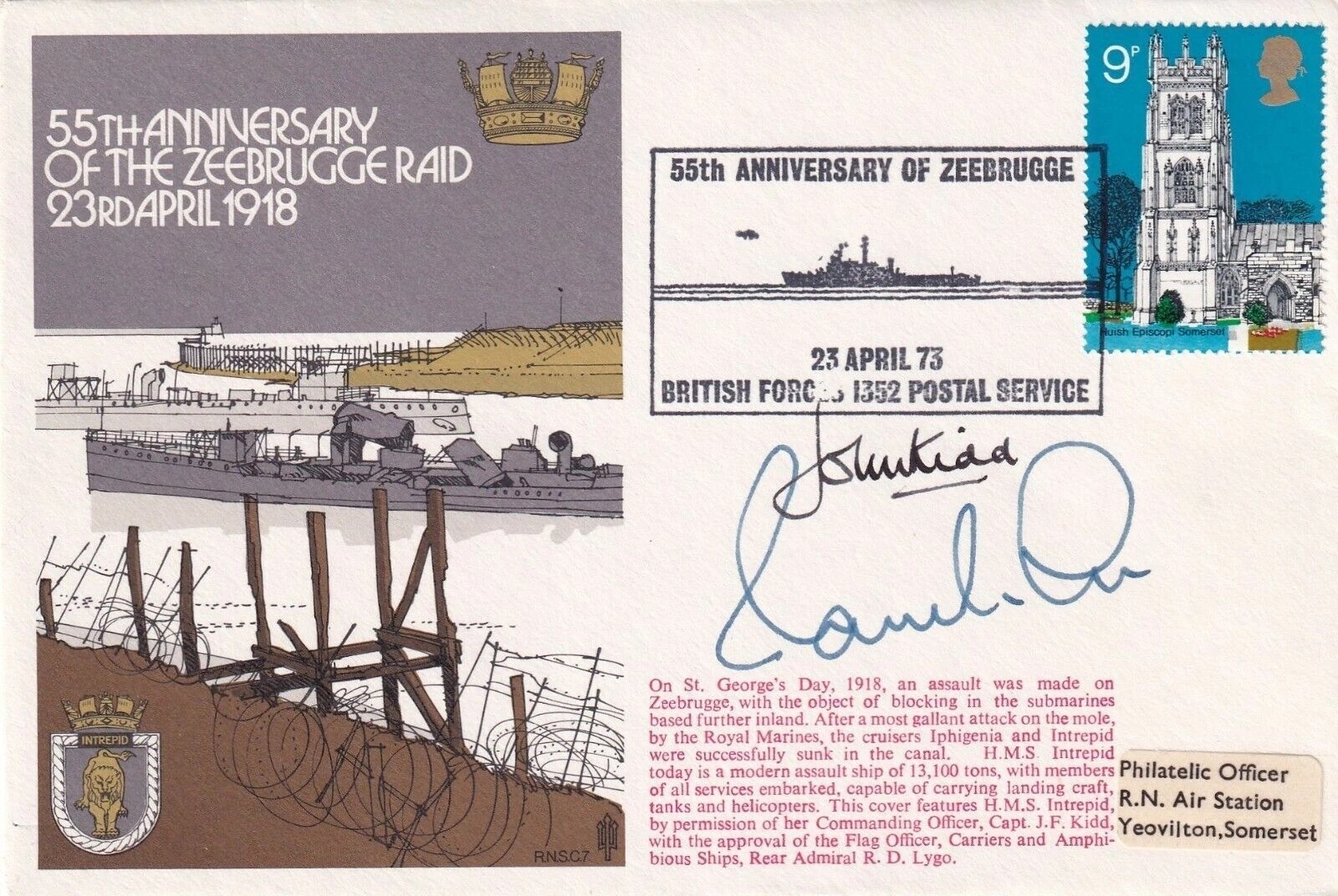 55th Anniversary of Zeebrugge Raid Double Signed Admiral R. D. Lygo ...