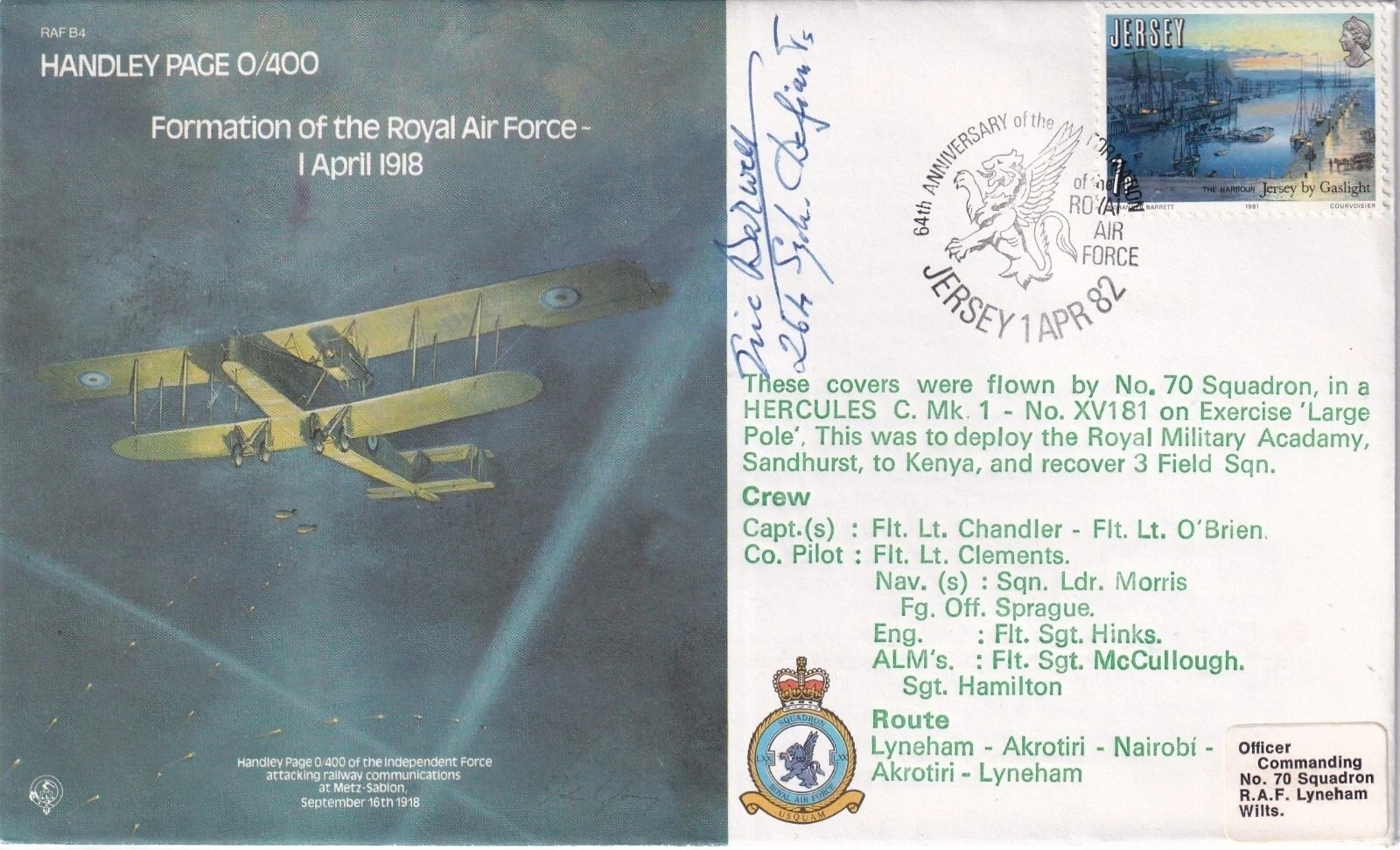 64th Anniv of the Formation of RAF Signed E Barwell Battle of Britain ...
