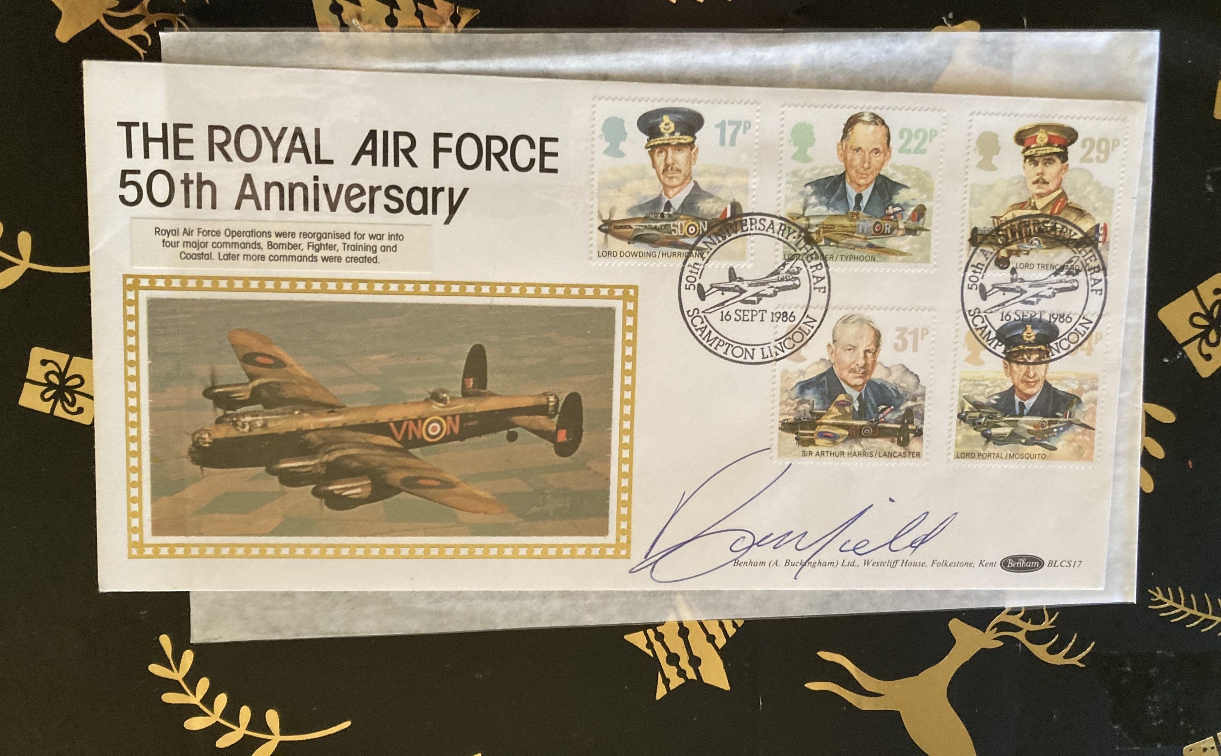 WW2 Sqn Ldr Banfield OC BBMF signed rare 1986 RAF Benham Official FDC ...