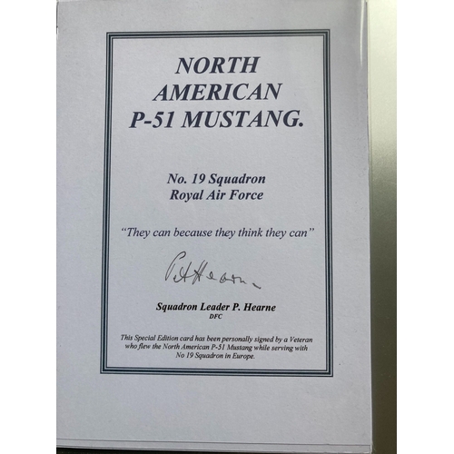 WW2 RAF Sqn Ldr P Hearne DFC 19 sqn signed P51 Mustang Bookplate. 7 x 5 ...