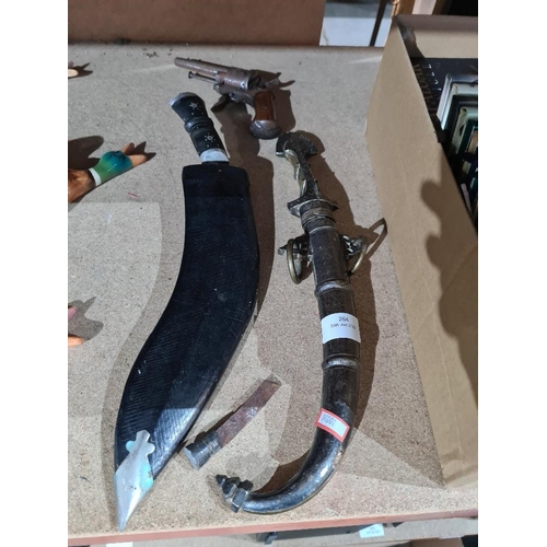 Eastern Dagger with engraved decoration, a Kukri and small 19th Century ...