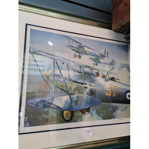 Frank Wootton pencil signed print of Hawker Harts 57 squadron
