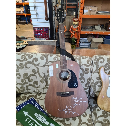 Epiphone acoustic guitar model PR100 with inscription and a signature ...