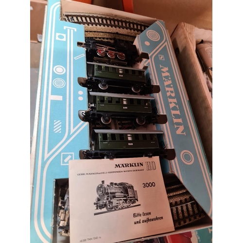 Vintage Marklin 00 gauge train set 2973, one other set 3100, tray of ...