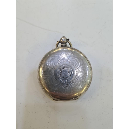 A silver pocket watch, marked 'fine silver' with silver fob watch ...