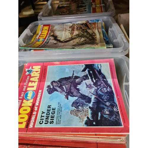 Three boxes of vintage 'Look and Learn' magazines, 1970s