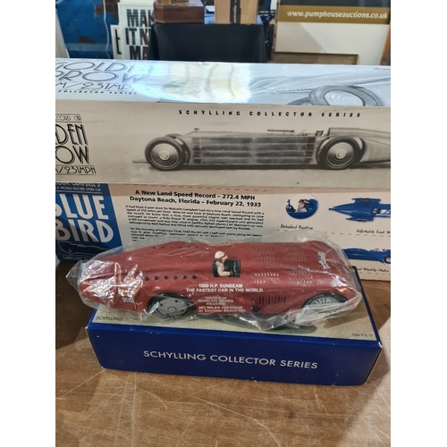 Three Schylling Land speed model cars including Golden Arrow, Sunbeam ...
