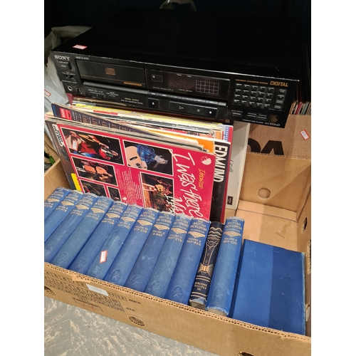 Vinyl records, DVDs, a Sony vintage compact disc player and sundry