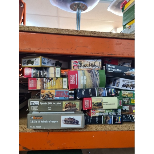 Quantity of Military plastic model kits mainly vehicles
