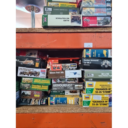 Quantity of Military plastic model kits mainly vehicles
