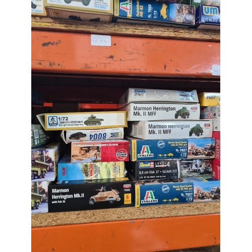 Quantity of Military plastic model kits mainly vehicles