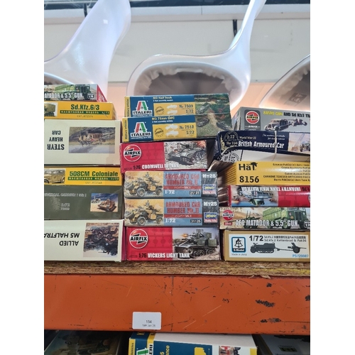 Quantity of Military plastic model kits mainly vehicles