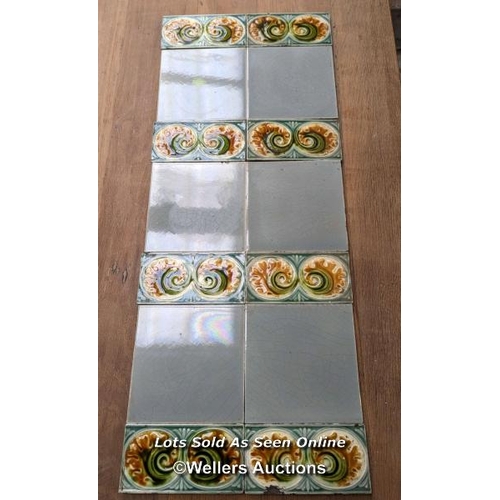 Set of Edwardian fireplace tiles, grey tiles 6" x 6", pattern tiles 6 ...