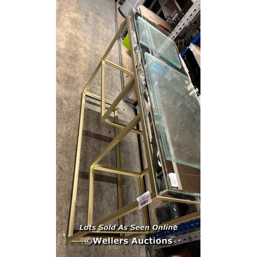 PIPPARD CONSOLE TABLE WITH MIRRORED TOP, CHAMPAGNE / AS FOUND / SEE ...