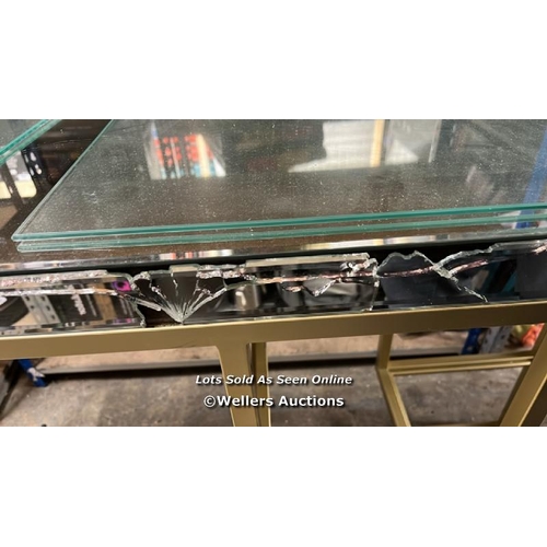 PIPPARD CONSOLE TABLE WITH MIRRORED TOP, CHAMPAGNE / AS FOUND / SEE ...