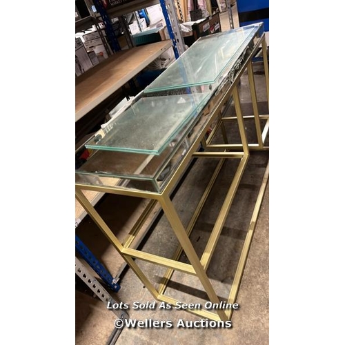 PIPPARD CONSOLE TABLE WITH MIRRORED TOP, CHAMPAGNE / AS FOUND / SEE ...