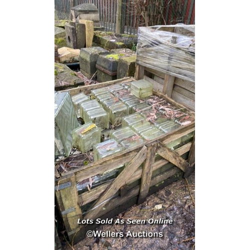 FOUR CRATES OF ASSORTED GLASS BRICKS, MIXED SIZES