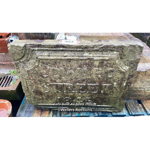 A STONE CARVED SIGN EDWARD STREET, 50CM (H) X 68CM (W) X 9CM (D)