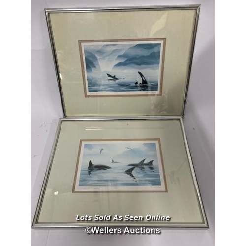 Bruce Muir, two wildlife art cards, framed, 21.5 x 14cm / T33