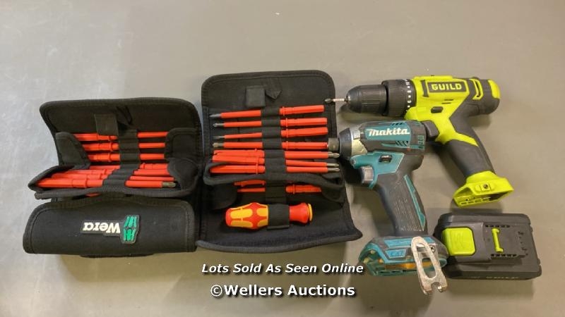 X2 WERA SCREWDRIVER SET, X1 GUILD IMPACT DRILL AND X1 MAKITA IMPACT ...