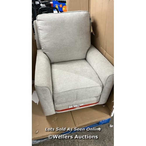 TRUE INNOVATIONS PAXLEY GREY FABRIC SWIVEL RECLINER CHAIR / NEW WITH ...