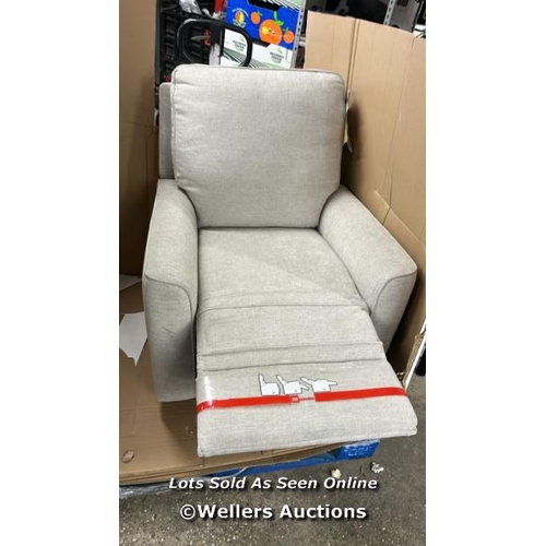 TRUE INNOVATIONS PAXLEY GREY FABRIC SWIVEL RECLINER CHAIR / NEW WITH ...