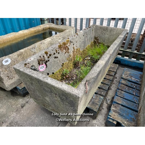 A LARGE CONCRETE FARM TROUGH, 57CM (H) X 200CM (L) X 74CM (W)