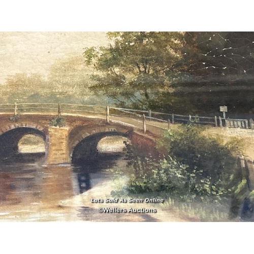 Four original paintings including A.M. Allen farm scene oil on canvas ...