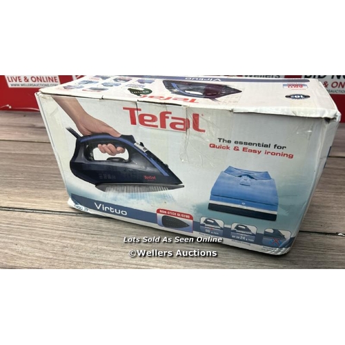 TEFAL STEAM IRON, 90G STEAM BOOST, 2000W, FV1713, VIRTUO / BLACK & BLUE ...