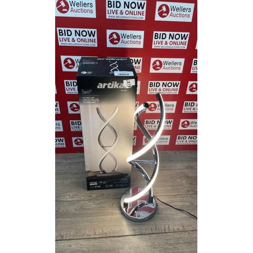 ARTIKA CHROME SWIRL LED TABLE LAMP / POWERS UP /APPEARS NEW / E9