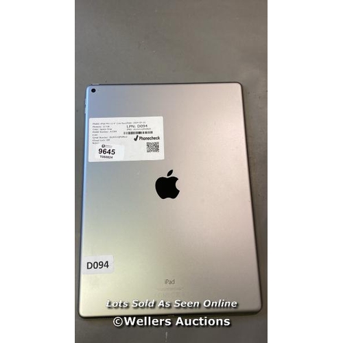 APPLE IPAD PRO 12.9@ 1 GEN 32GB MODEL A1584 ICLOUD LOCK: OFF IMEI ...