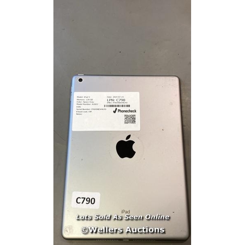 APPLE IPAD 5 128GB ICLOUD:UNLOCKED MODEL A1822 IMEI FFKX90EVHLFD