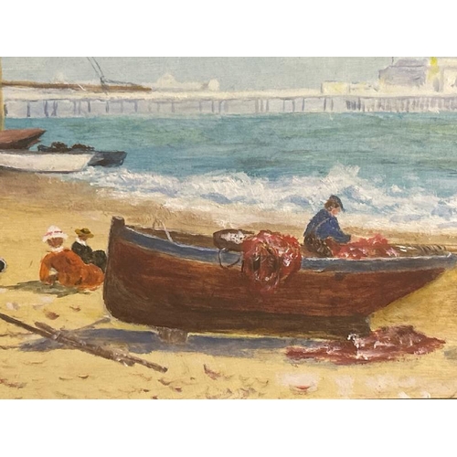 A framed acrylic-on-board of Palace Pier of A.W. Moore. Measures 49 x ...