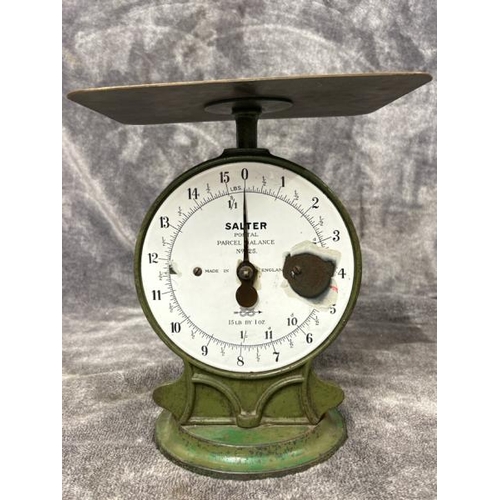 VINTAGE SALTER PARCEL BALANCE POSTAL SCALES NO. 25, 27CM HIGH / 7655308 ...